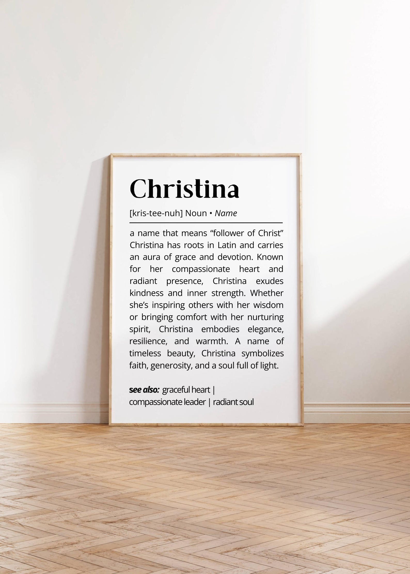 Christina Name Definition Wall Art Personalized Name Meaning Gift Latin ...