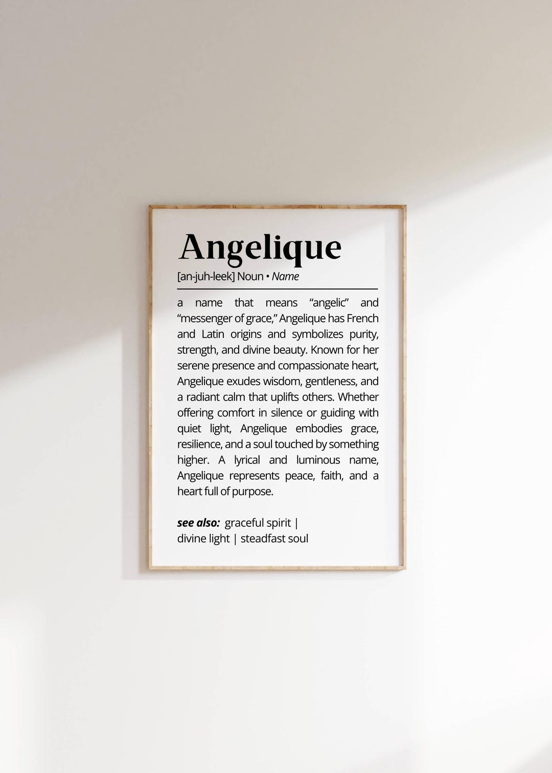 Angelique Name Meaning Print | Personalized Gift | Nursery Wall Art ...