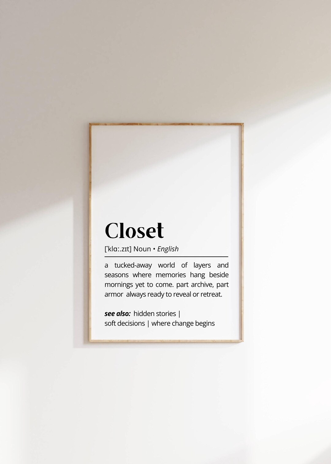 Closet Definition Wall Art Walk-in Closet or Wardrobe Poster Gift for ...