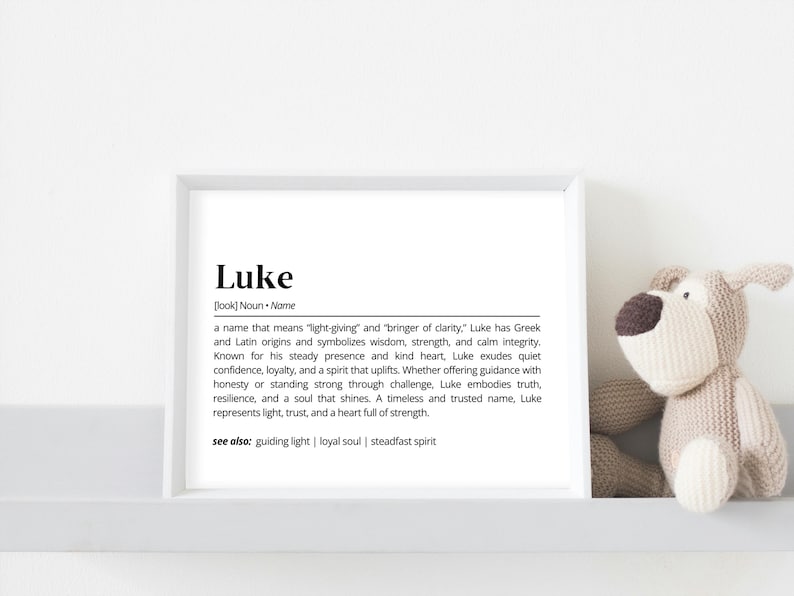 Luke Name Meaning Print | Personalized Gift | Nursery Wall Art ...