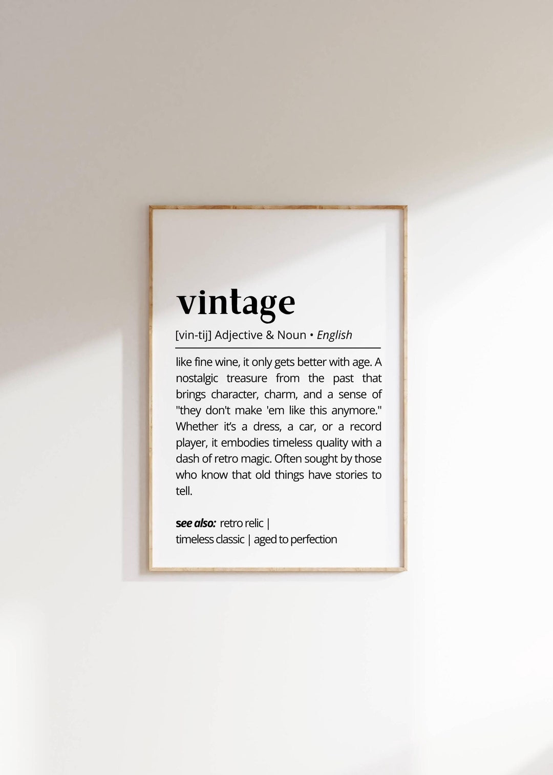 Vintage Definition Wall Art Retro Home Decor Print Timeless Classic ...