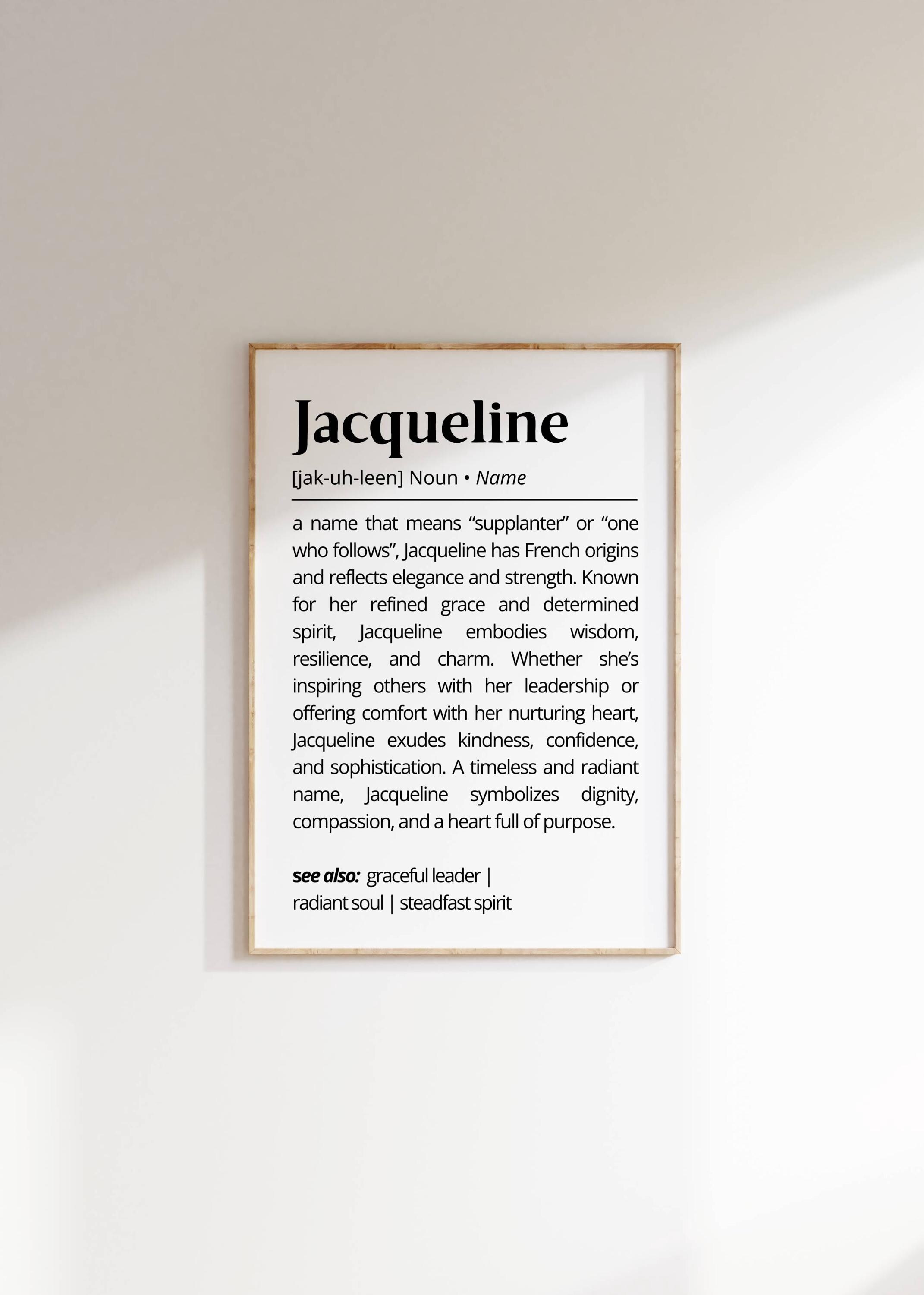 Jacqueline Name Definition Printable Wall Art Name Meaning Poster ...