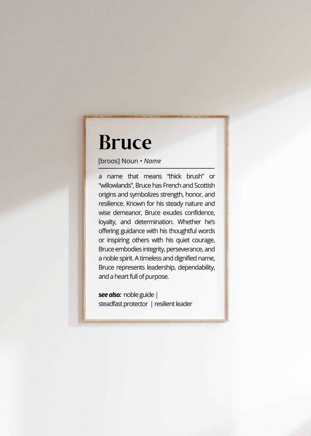 Bruce Name Definition Wall Art Personalized Gift Name Meaning Printable ...