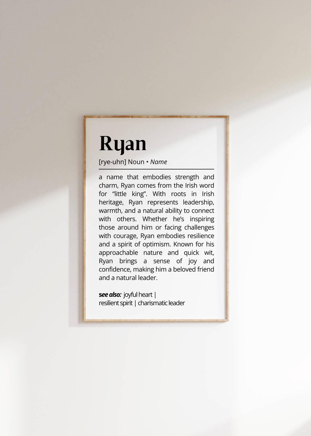 Ryan Name Meaning Printable: Personalized Typography Wall Art (digital ...