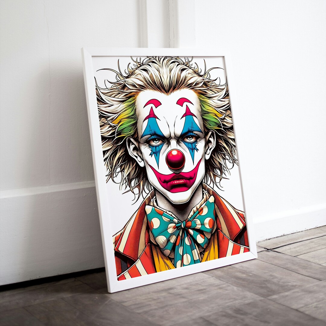 Clowncore Printable Wall Art, Manga Clown, Vibrant Art, Circus Style ...
