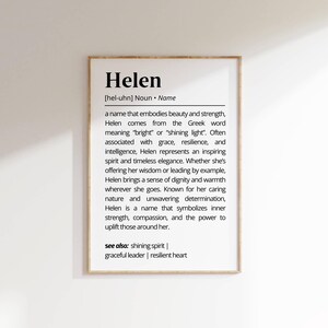 Helen Name Definition Wall Art Printable Name Typography as Art ...