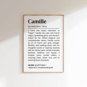 Camille Name Meaning Print | Personalized Gift | Nursery Wall Art ...