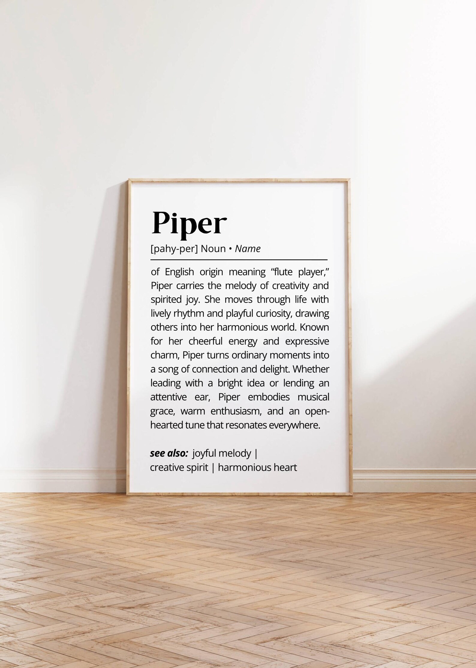 Piper Name Meaning Print | Personalized Gift | Nursery Wall Art ...