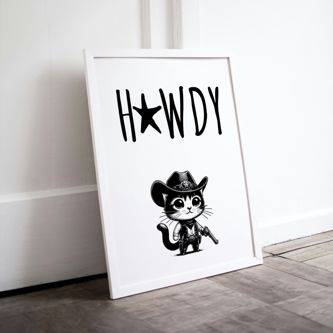 Howdy Poster, Howdy Cowboy, Cartoon Wall Art, Typography as Art, Howdy ...