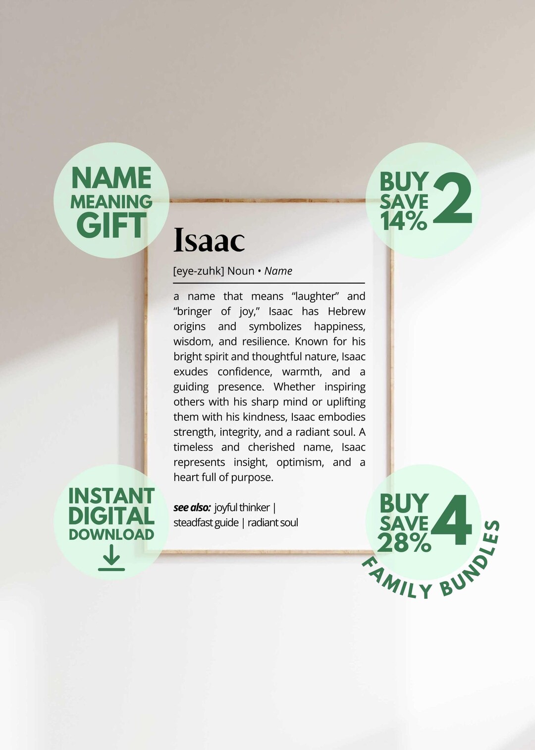 Isaac Name Meaning Print | Personalized Gift | Nursery Wall Art ...