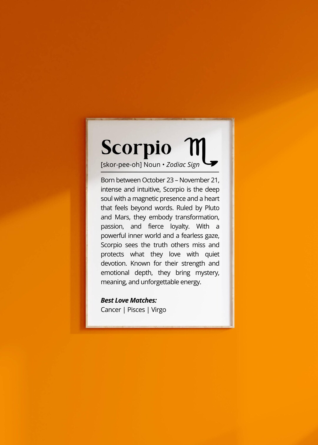 Scorpio Zodiac Definition Printable Wall Art Astrology Gift for Her ...