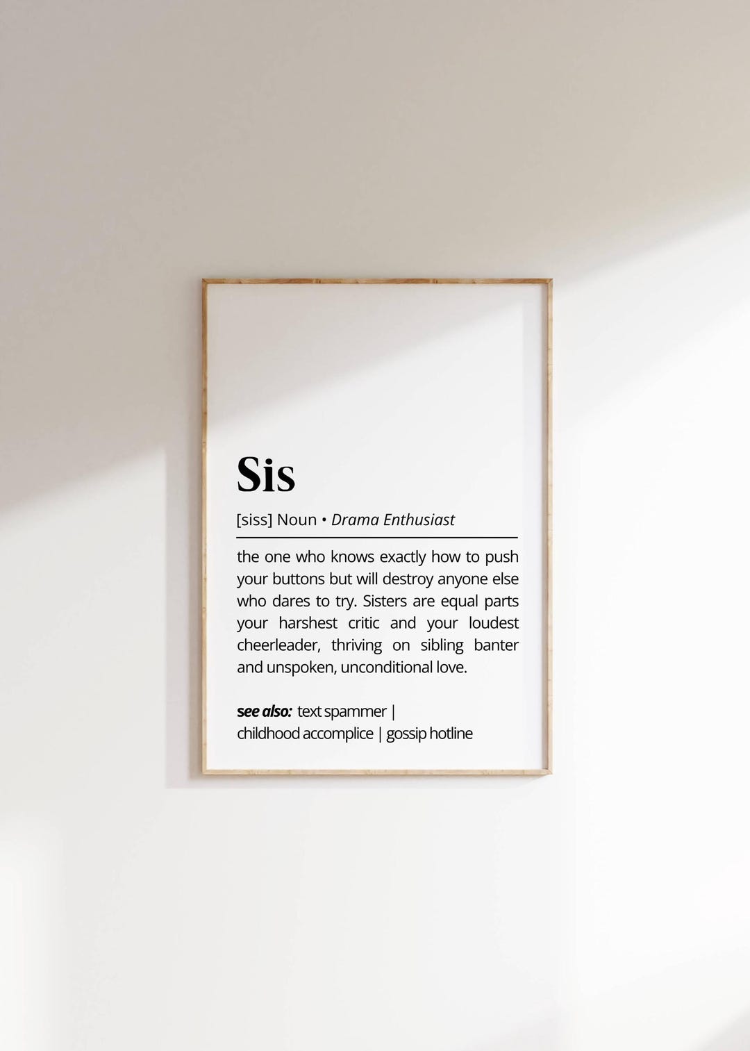 Sis Definition Wall Art Personalized Gift Poster Printable Gift for ...
