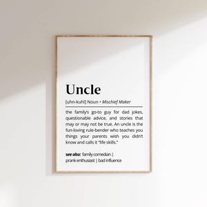 Uncle Definition Wall Art Warm & Funny Poster Printable Personalized ...
