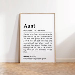 Aunt Definition Wall Art Warm & Funny Poster Printable Personalized ...