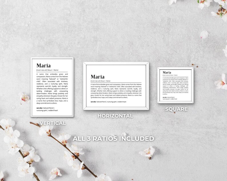 Maria Name Definition Wall Art Personalized Gift Printable Unique ...