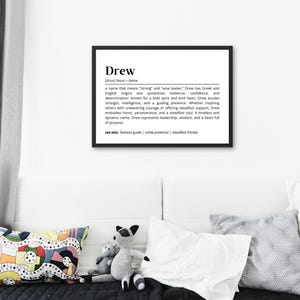 Drew Name Definition Wall Art Personalized Name Meaning Gift Minimalist ...