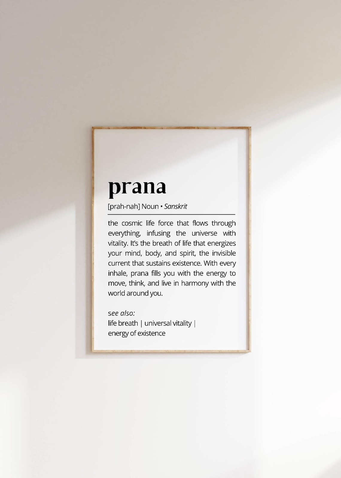 Prana Definition Wall Art Life Force Sanskrit Cosmic Vitality ...