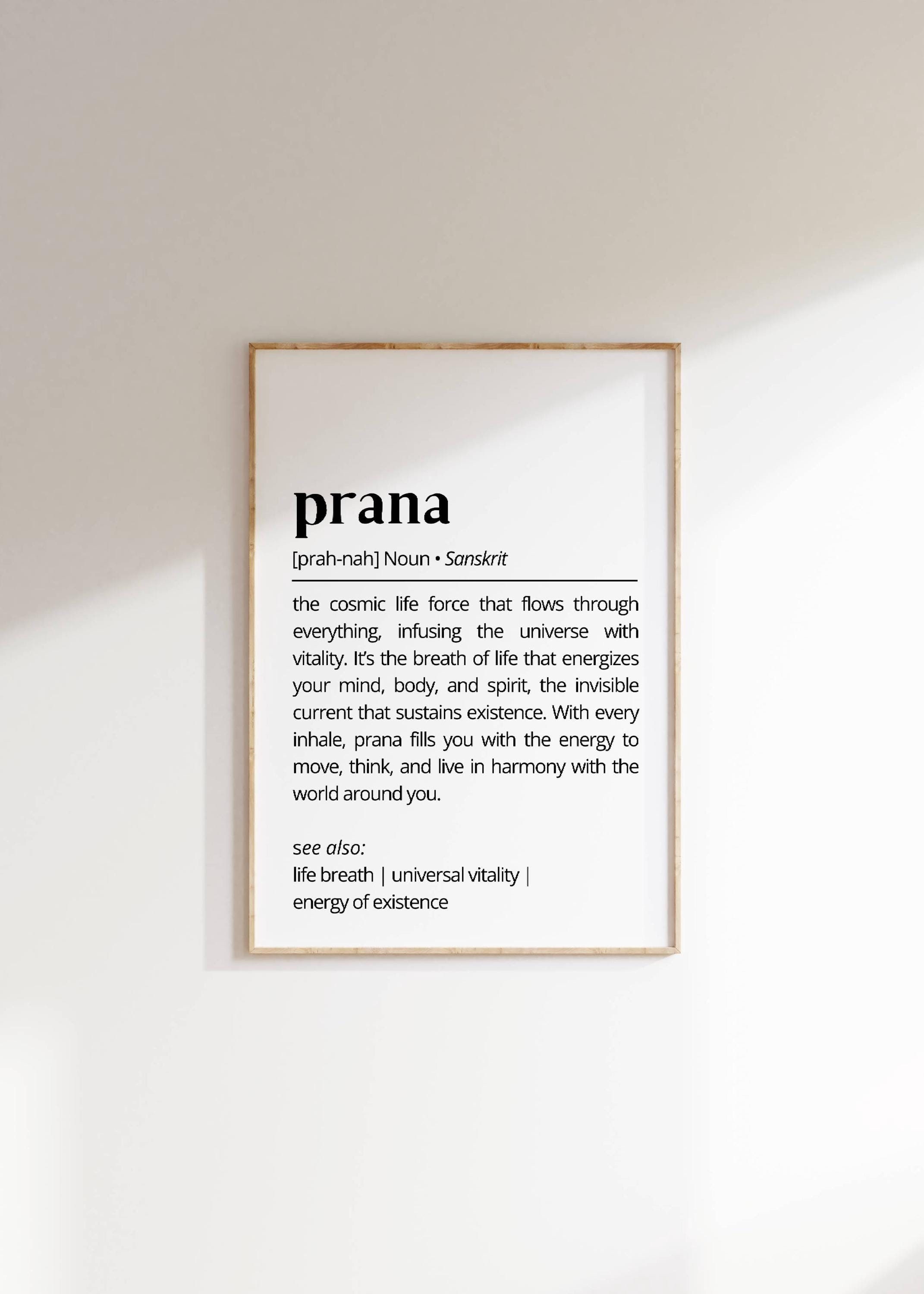 Prana Definition Wall Art Life Force Sanskrit Cosmic Vitality Inspirational Spiritual Energy ...