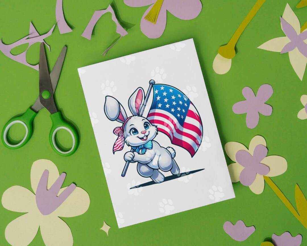 American Bunny With USA Flag, Bunny Svg, Easter Svg, Bunny in Hat ...