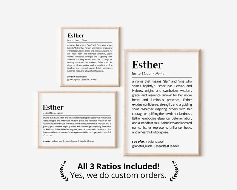 Esther Name Meaning Print | Personalized Gift | Nursery Wall Art ...