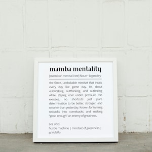 Mamba Mentality Definition Print: Inspirational Wall Art (digital ...