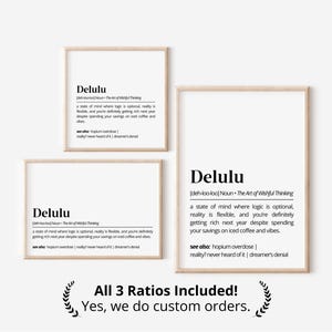 Delulu Definition Print Funny Wall Art Wishful Thinking Poster ...