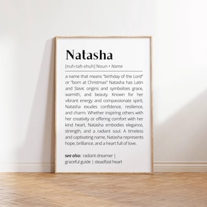 Natasha Name Meaning Print | Personalized Gift | Nursery Wall Art ...