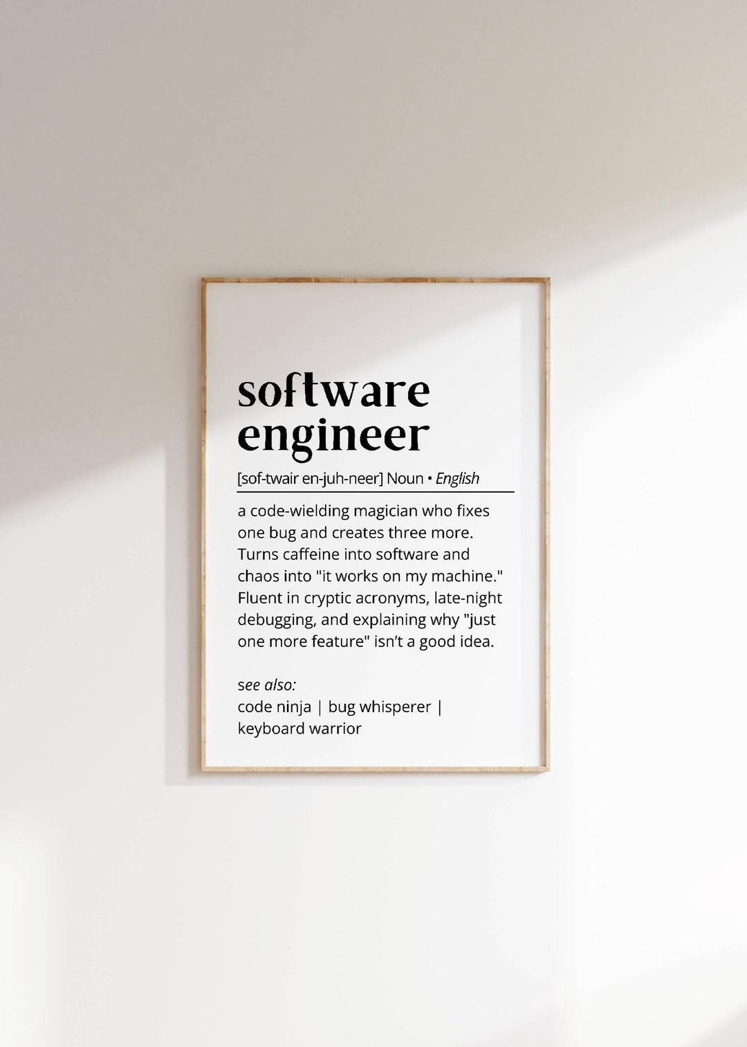 Software Engineer Definition Wall Art Funny Tech Office Decor ...