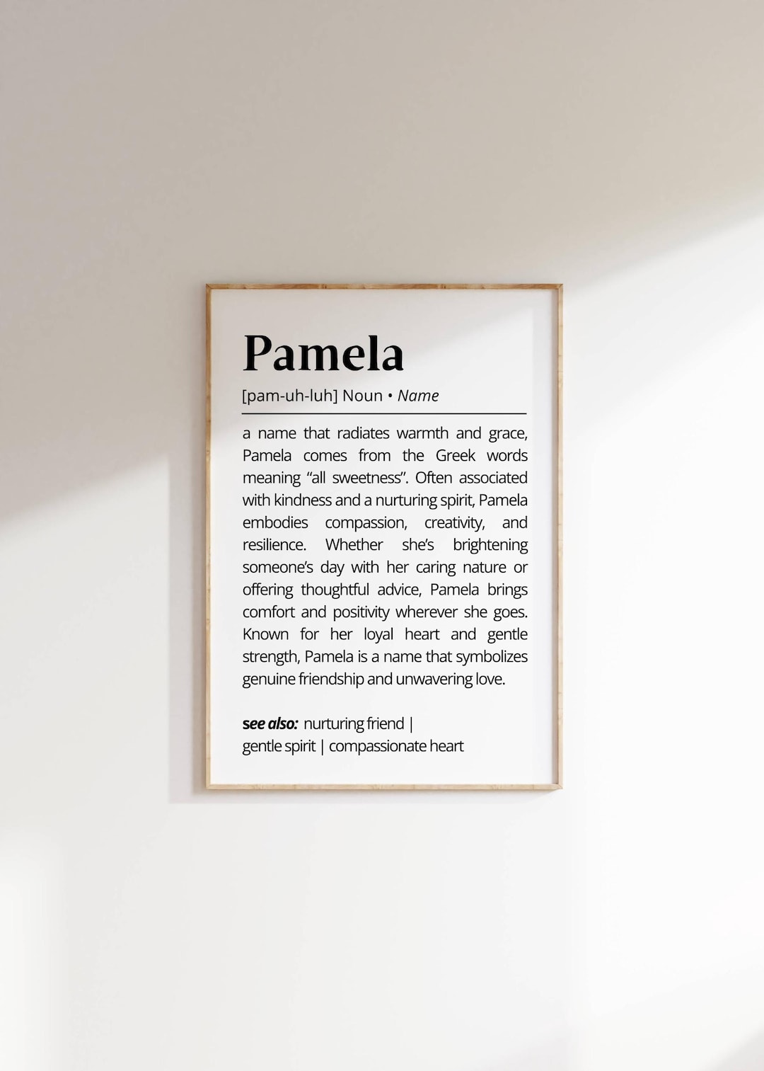 Pamela Name Definition Wall Art Printable Name Meaning Personalized ...