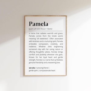 Pamela Name Meaning Print | Personalized Gift | Nursery Wall Art ...