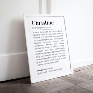 Christine Name Definition Art Printable Inspirational Wall Decor ...