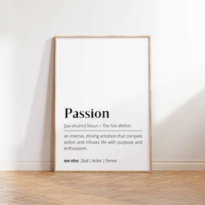 Passion Definition Wall Art Gift for Her Motivation Quote Inspo ...
