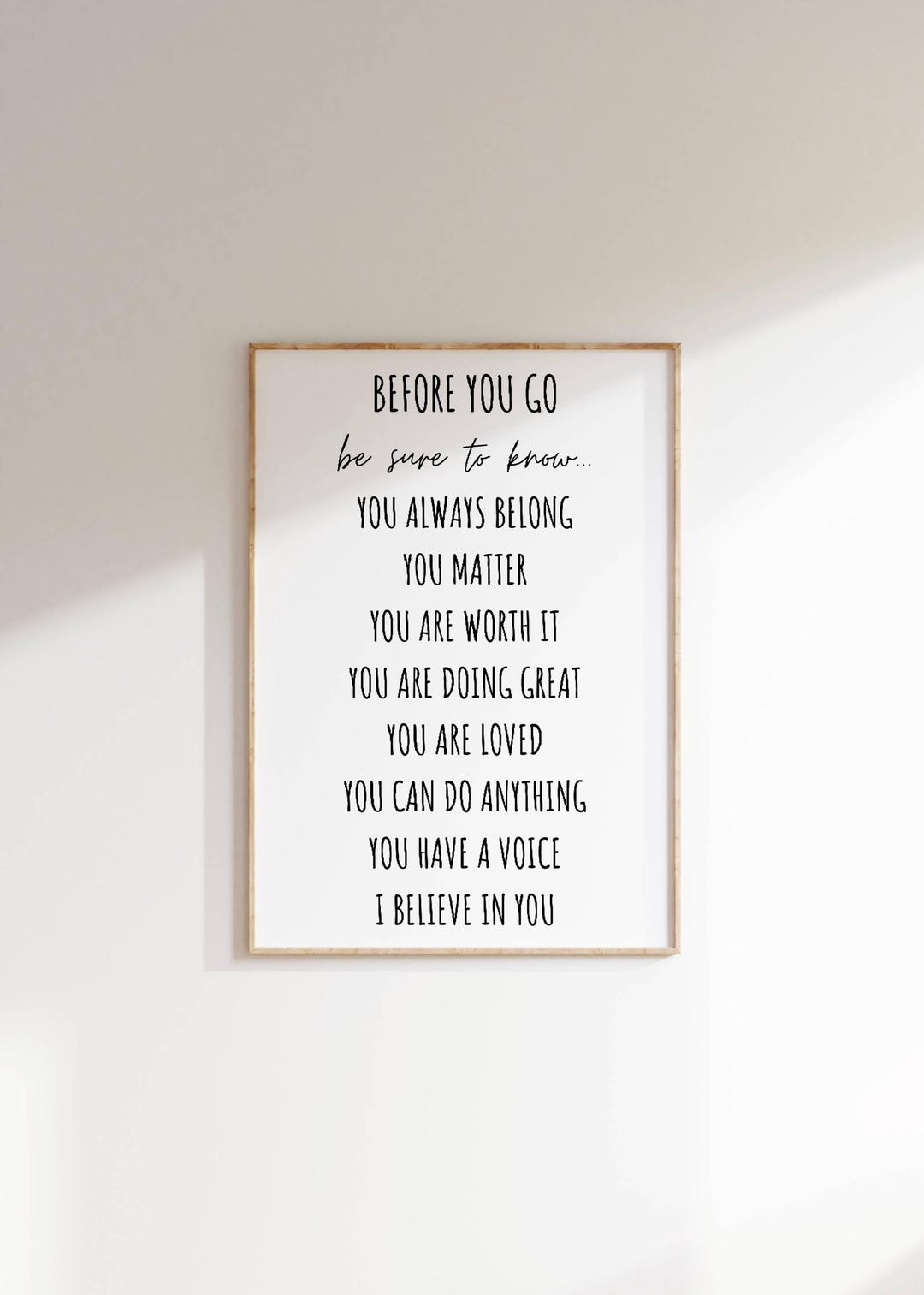 Before You Go Affirmation Wall Art for Kids Inspirational Classroom ...
