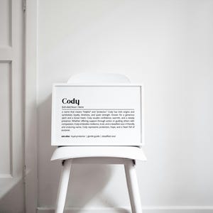 Cody Name Definition Wall Art Personalized Name Meaning Gift for Him ...