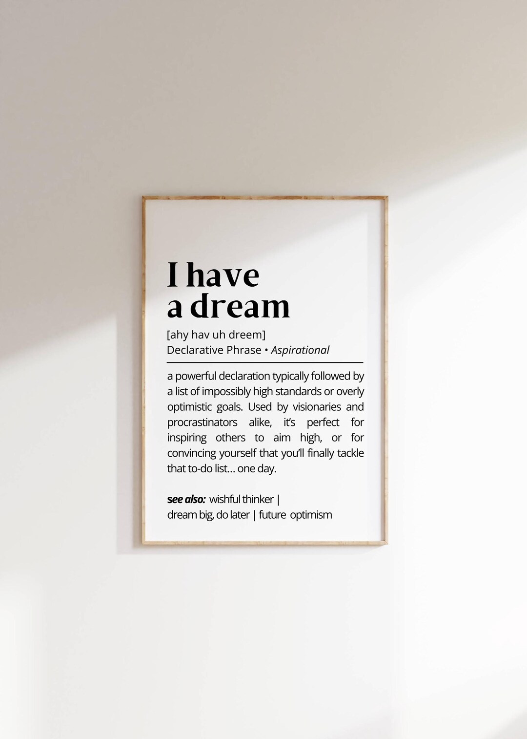 I Have a Dream Definition Wall Art Aspiration Print Motivation Poster ...