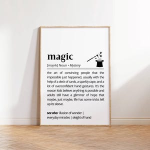 Magic Definition Wall Art Print Whimsical Typography Poster for Kids ...