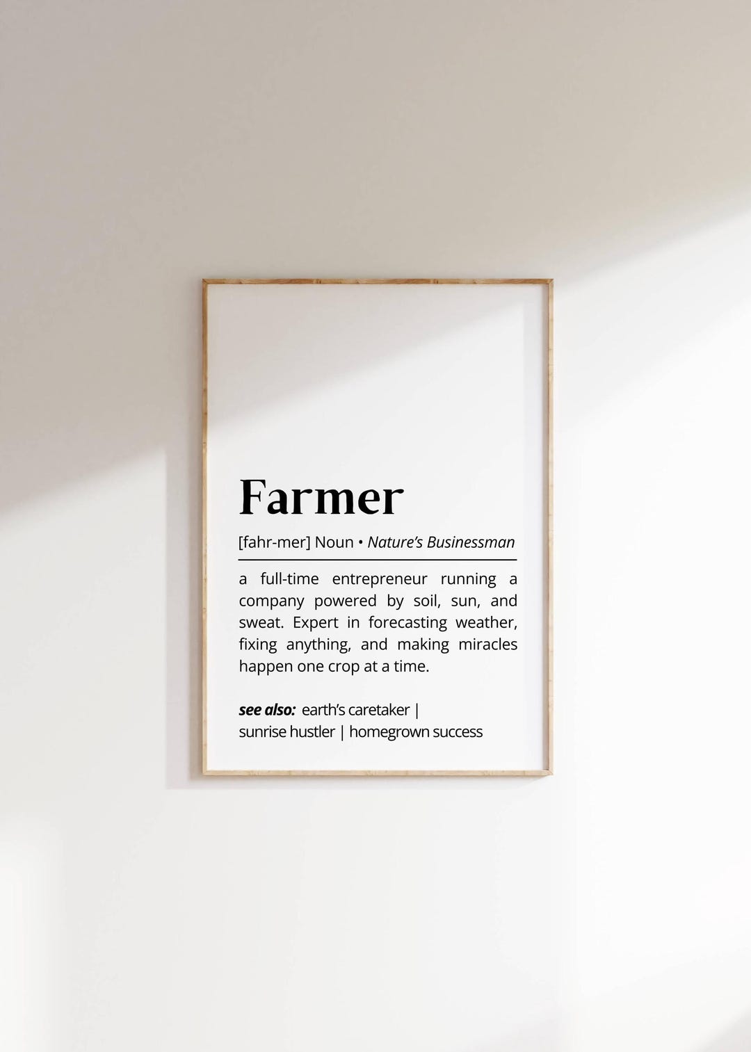 Farmer Definition Wall Art Agriculture Gift for Farmhouse Decor ...