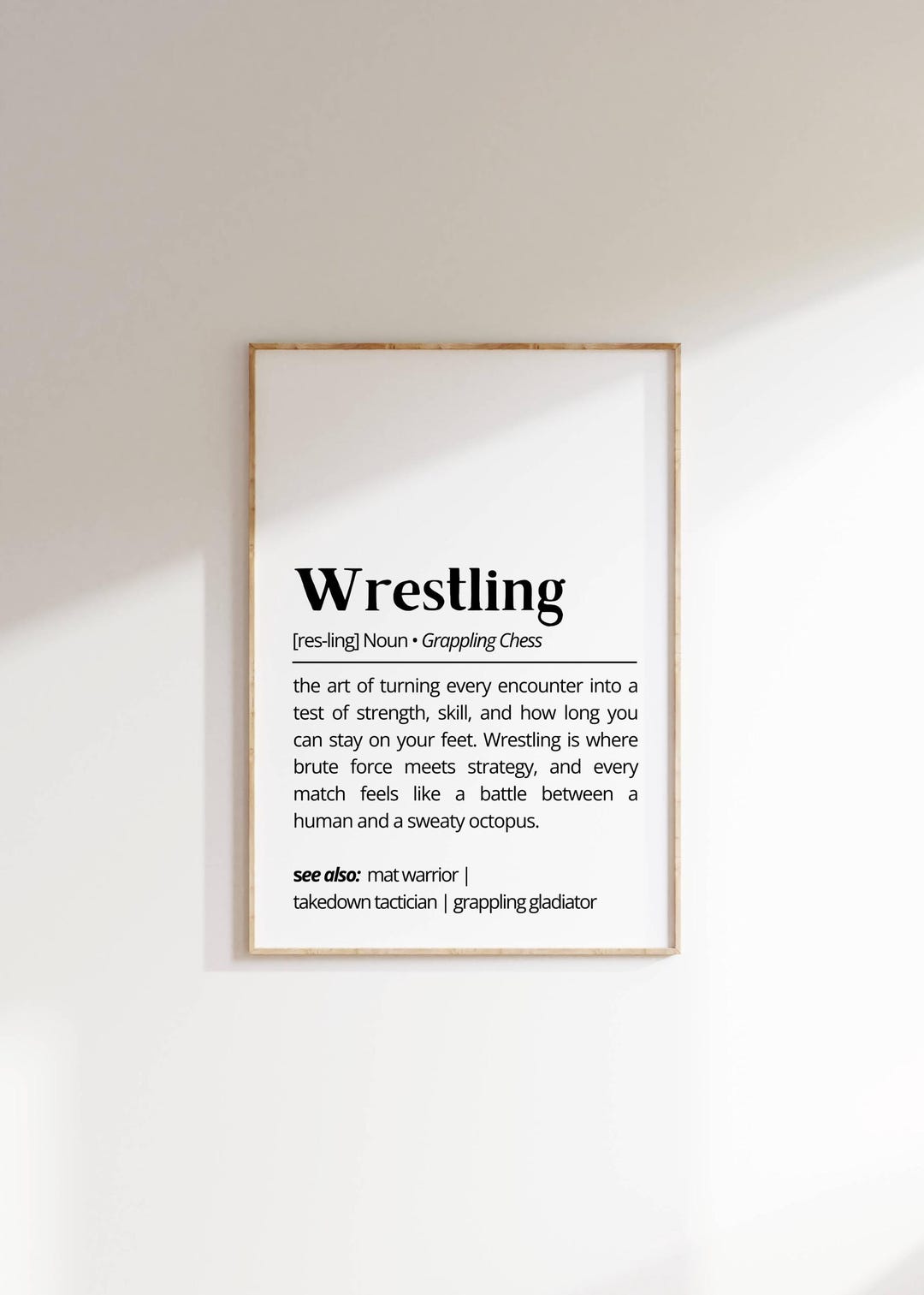 Wrestling Definition Art Print: Minimalist Sports Decor (digital ...