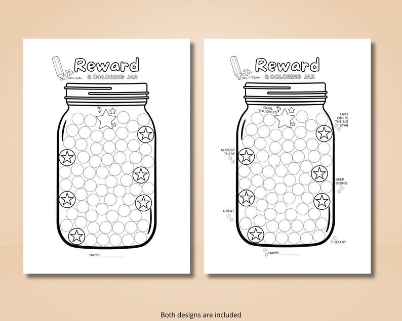 Printable Kids Reward Chart Set: Coloring Page, Progress Tracker (PDF ...