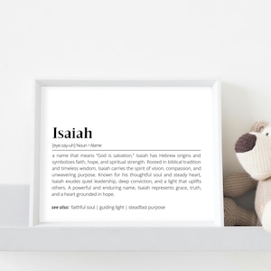 Isaiah Name Definition Wall Art Personalized Name Meaning Gift for Him ...