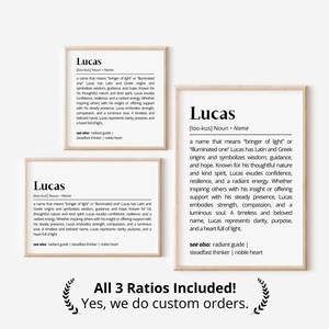 Lucas Name Definition Wall Art Personalized Name Meaning Minimalist ...