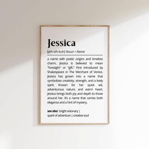 Jessica Name Definition Wall Art Personalized Inspirational Print ...