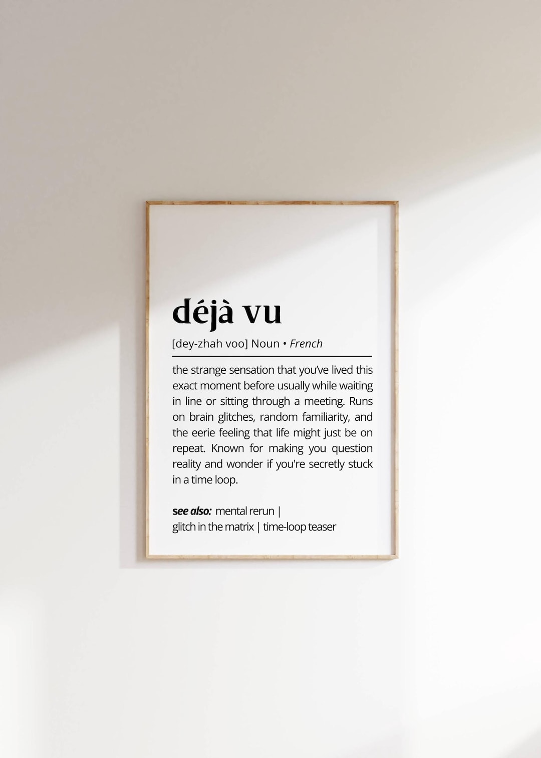 Déjà Vu Definition Wall Art Funny Minimalist Printable Poster Modern ...