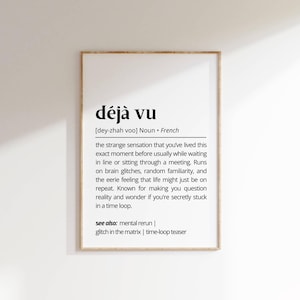 Déjà Vu Definition Wall Art Funny Minimalist Printable Poster Modern ...