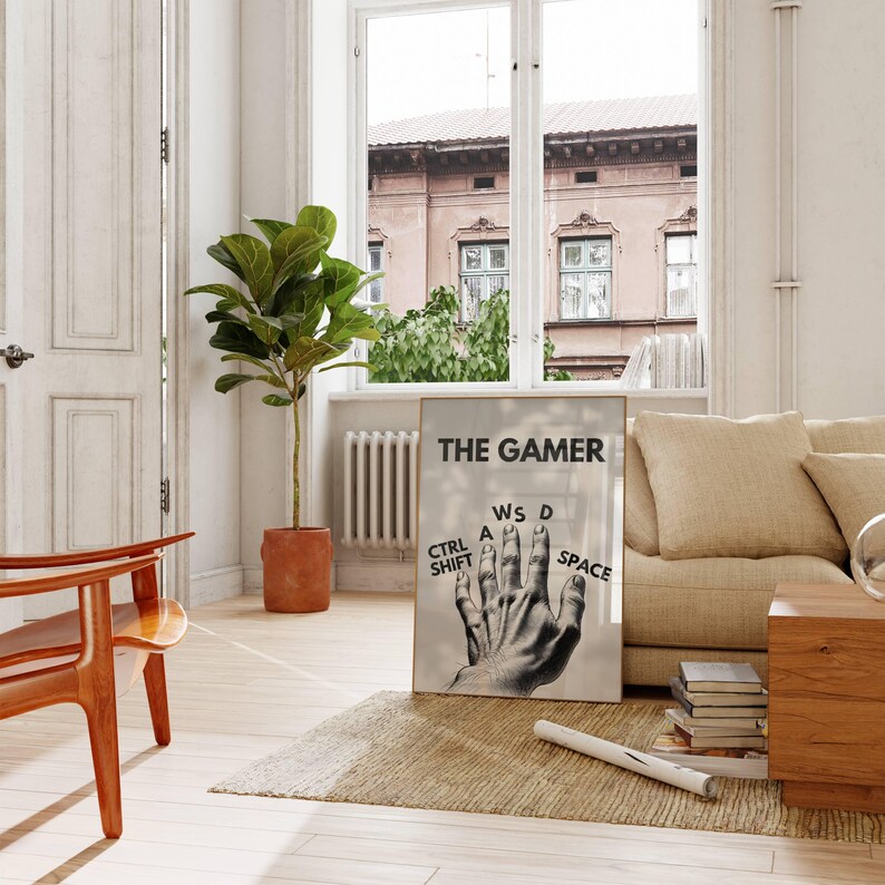 Gamer Hand Illustration Poster: WSAD Keys Gaming Art (digital Download ...