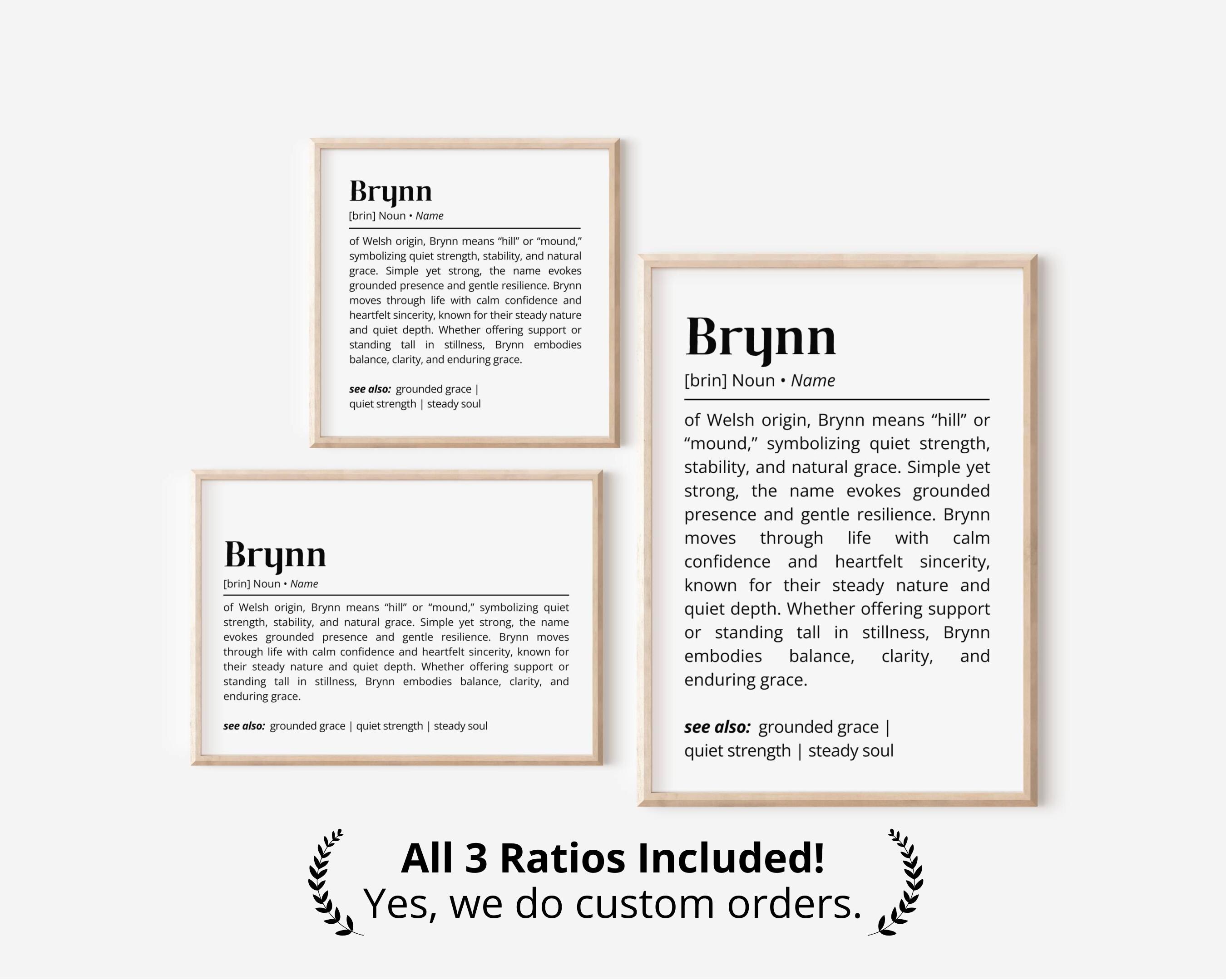 Brynn Name Meaning Print | Personalized Gift | Nursery Wall Art ...