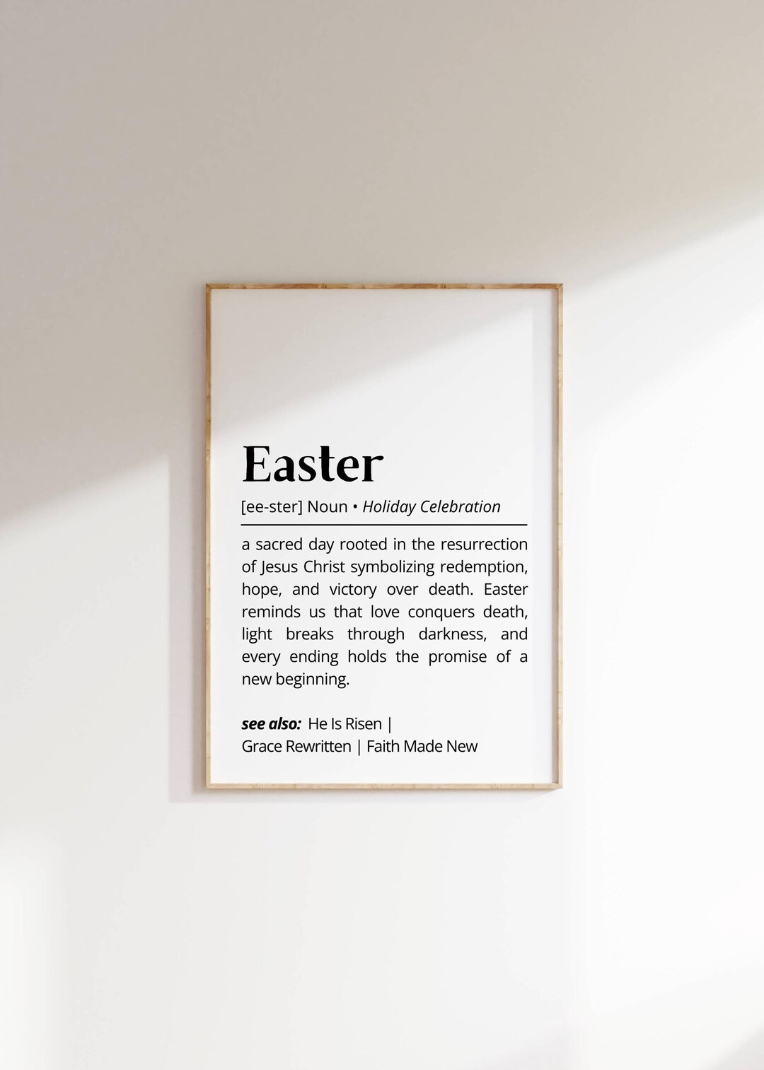 Easter Definition Wall Art Printable Housewarming Gift for Christian ...