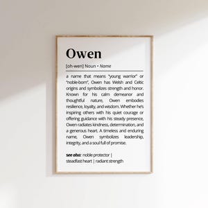 Owen Name Meaning Print | Personalized Gift | Nursery Wall Art ...