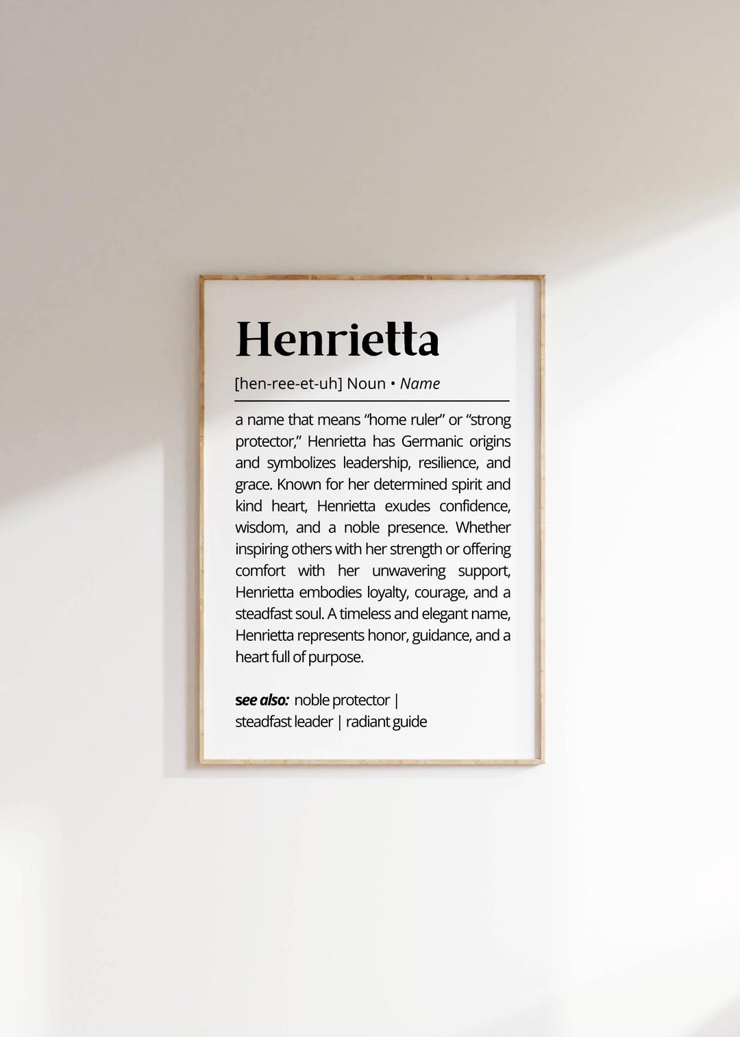 Henrietta Name Definition Wall Art Personalized Name Meaning Minimalist ...