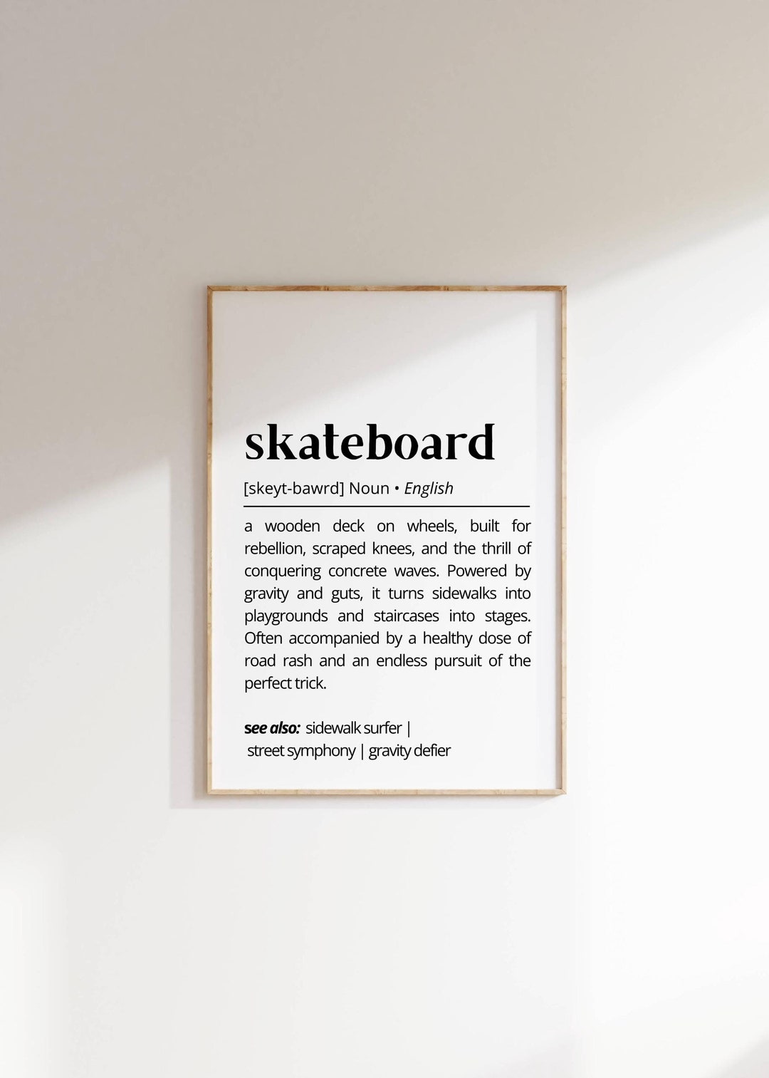 Skateboard Definition Art Print: Street Style Decor (digital Download ...
